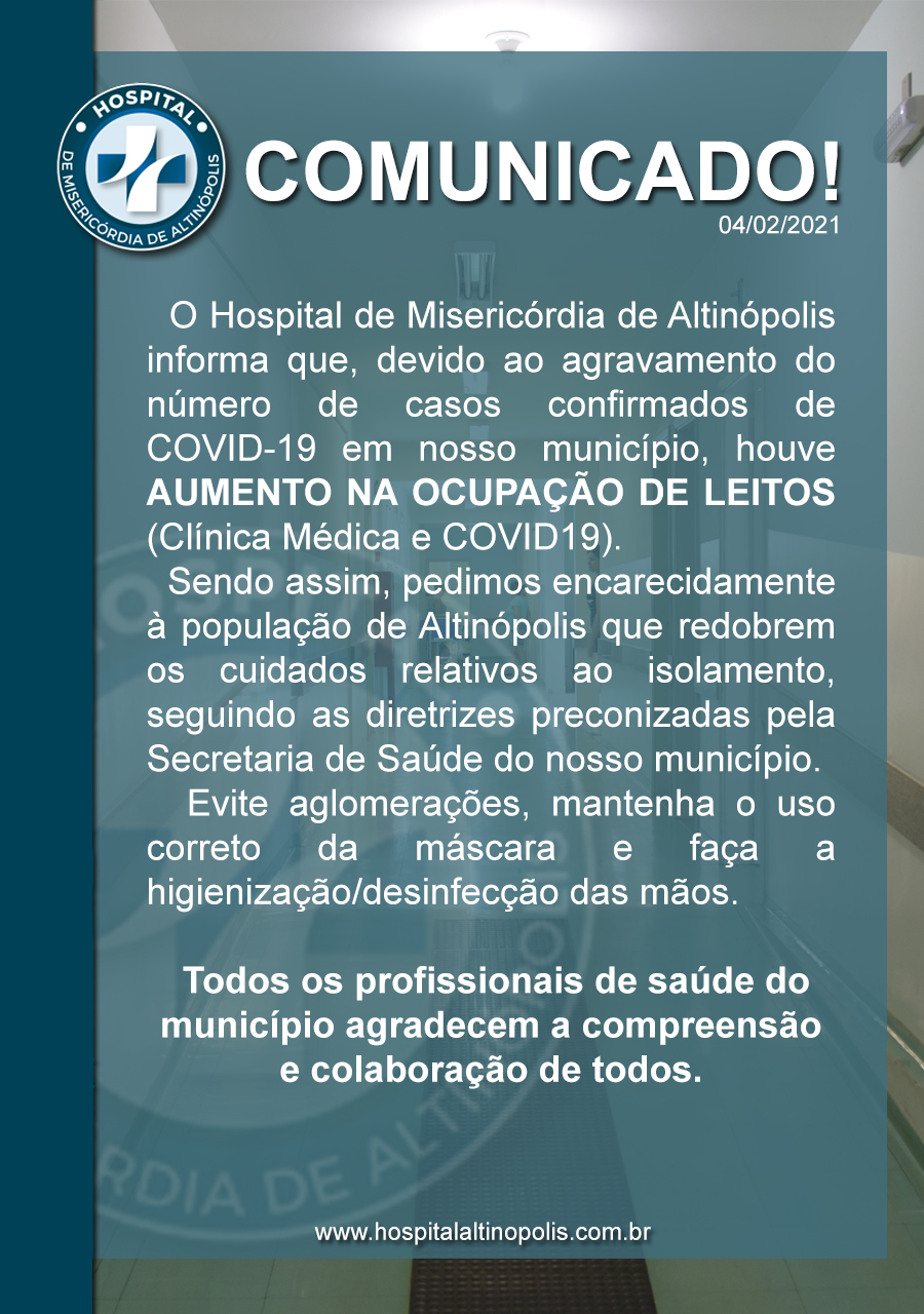 Comunicado Covid-19 - Hospital Misericórdia de Altinópolis - Site ...